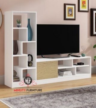 partisi tv dan rak hias minimalis model lapis hpl – Miniuty Furniture